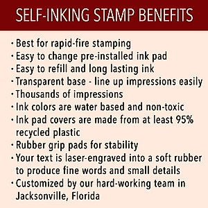 Custom Address Stamp - 4 Line Address Stamp - 5 Font Options - Self-Inking Address Stamp (4 Line Stamp) Up to 4 Lines of Custom Text | Multiple Ink Color Options