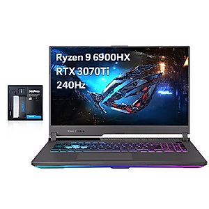 ASUS ROG Strix G17 17.3" WQHD 240Hz Gaming Laptop, AMD Ryzen 9 6900HX, GeForce RTX 3070Ti, 32GB DDR5 RAM, 2TB SSD, Wi-Fi 6E, ROG Intelligent Cooling, Gray, Win 11 Pro, 128GB Hotface Extension Set