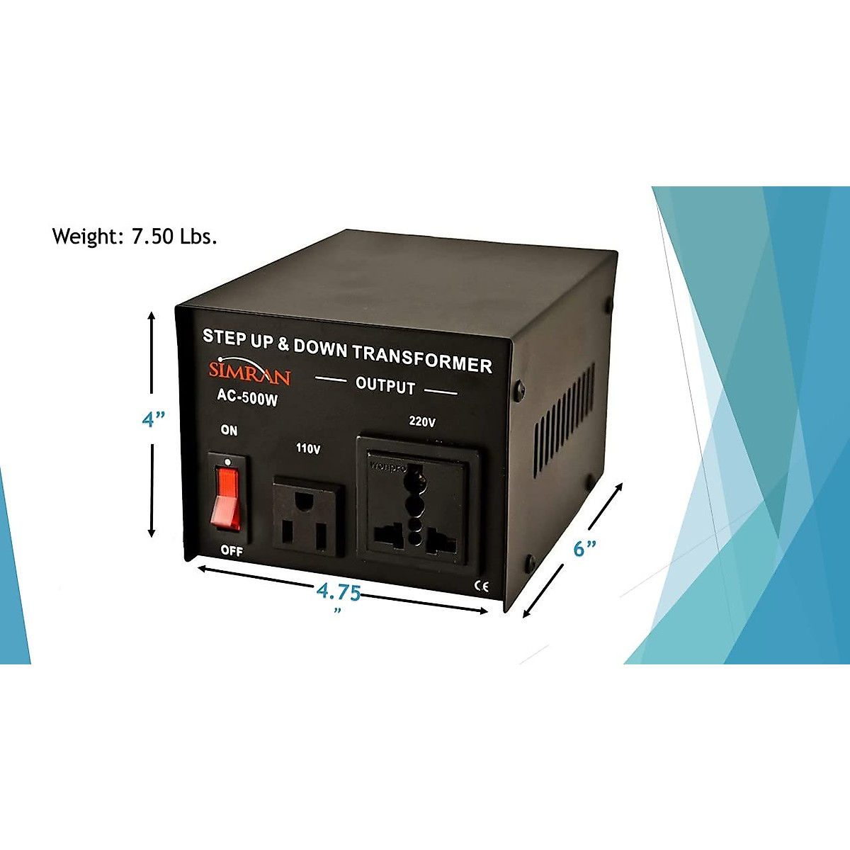 Simran AC-500 Power Converter 110v 220v Step Up/Down Voltage Transformer 50Hz 60Hz- 500 Watts