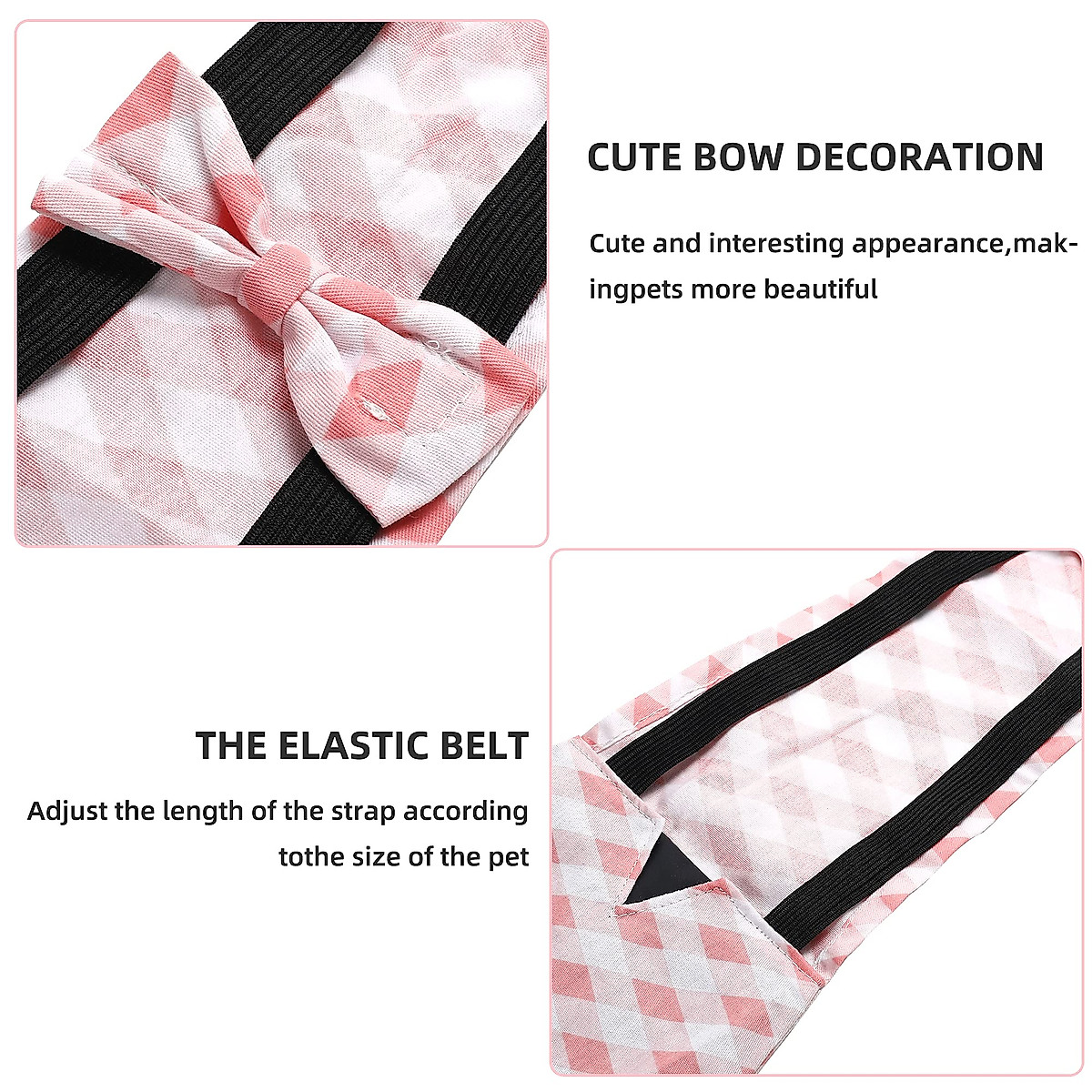 WANHAI Chicken Diaper for Pet Duck Goose or Hens Nappy Poultry Clothes with Bow-Knot,Washable Reusable and Adjustable, Pink-white