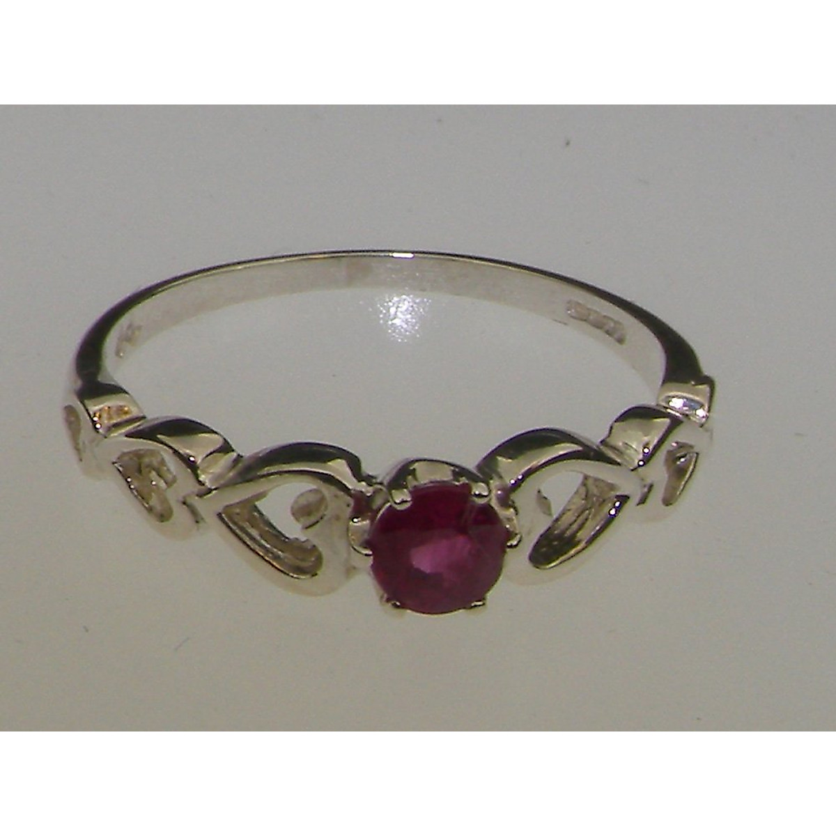 LetsBuyGold 925 Sterling Silver Real Genuine Ruby Womens Band Ring - Size 4