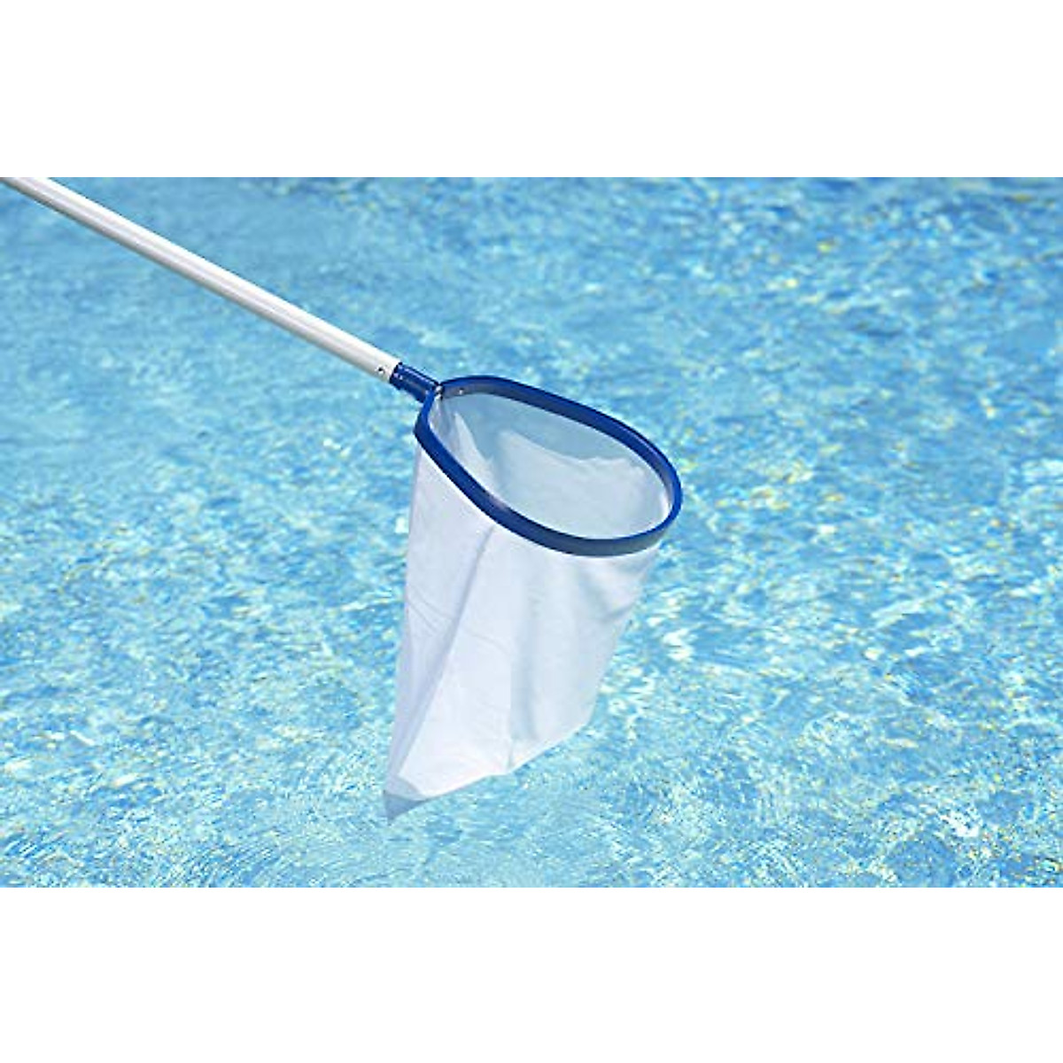 Poolmaster 21189 Finisher Swimming Pool Leaf Rake with Mesh Net, Classic Collection, Medium, White