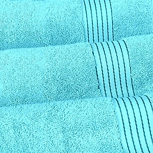 Elegant Comfort Premium Cotton 6-Piece Towel Set, includes 2 Washcloths, 2 Hand Towels and 2 Bath Towels, 100% Turkish Cotton - Highly Absorbent and Super Soft Towels for Bathroom, Aqua