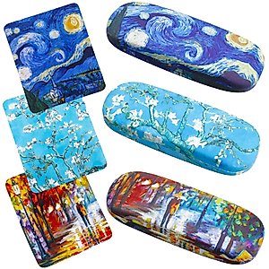 BOUMUSOE 3 Pack Hard Eyeglass Case, Protective Hard Shell Glasses Case with Cleaning Cloth Portable Eyewear Case for Women Men