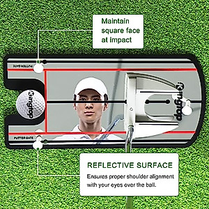 KINGTOP Golf Putting Alignment Mirror, Portable Swing Training Aids, Practice Putting Alignment Aid, Travel Size 12”L x 6”W