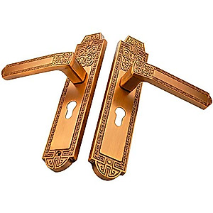 YUTR Entrance Lever Door Handle for Office or Front Door with a Satin Nickel Finish, Reversible for Right & Left Side, with a Door Bumper Wall Protector