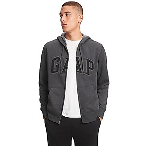 GAP mens Logo Hoodie Zip Sweatshirt, New Charcoal Grey, XX-Large US