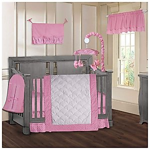 BabyFad Minky Pink 9 Piece Baby Crib Bedding Set