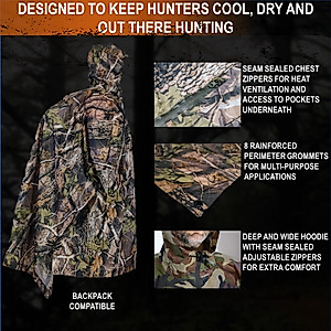 Rain Poncho for Men with Carry Pack - Waterproof Camo Ponchos for Adults with Hood, Extended Back, Adjustable Ventilation