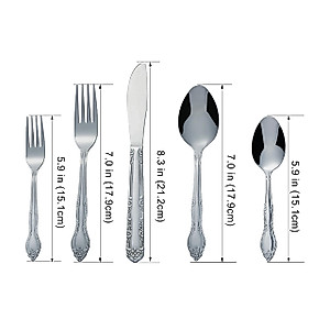 Bon Flora 20-Piece Stainless Steel Flatware Silverware Cutlery Set, Include Knife/Fork/Spoon, Dishwasher Safe, Service for 4