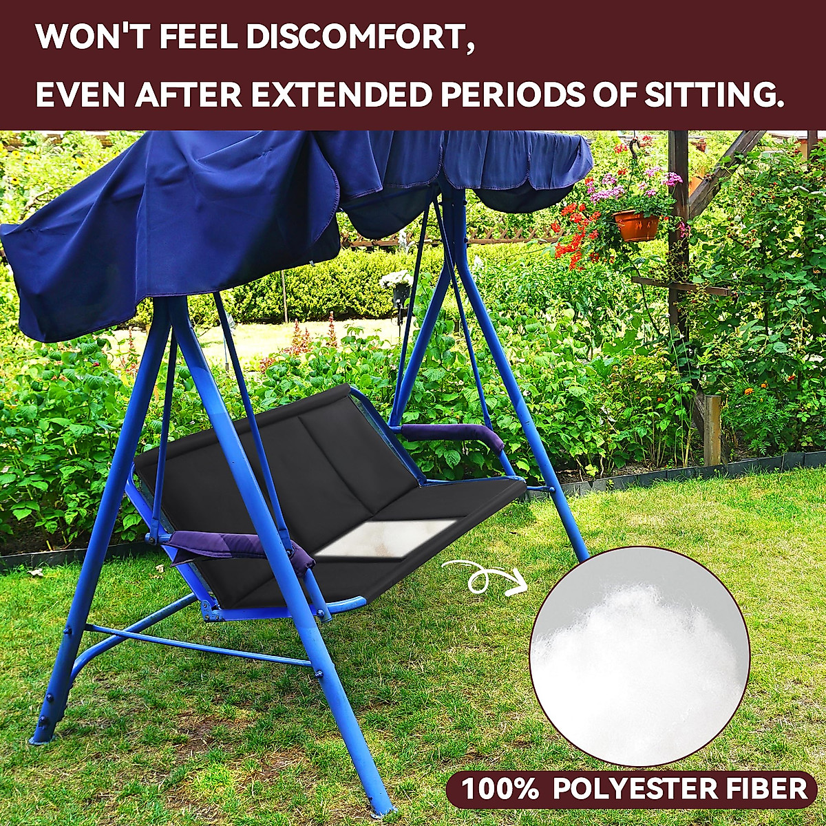 MABOZOO Thicken Outdoor Swing Replacement Fabric, 600D Oxford Porch Patio Swing Cushion Swing Seat Cover, Bench Cushion Replacement for Outdoor Patio Swing (54x20x20inch)