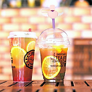 UPKOCH Reusable Drinking Straw Tip Plugs 4pcs Silicone Heart with Wings Straw Tips Cover Anti- Airtight Seal Proof Straw Caps Durable Straw Plug