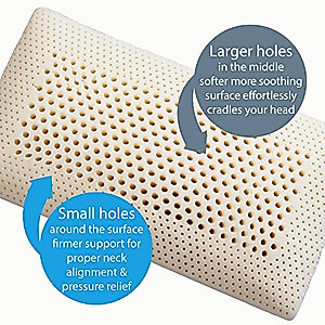 Freeli. Talalay Latex Bed Pillow - Queen Size with 400 Thread Count Sateen Cotton Cover, Side Sleeper Design, Dual-Zone Support - Firmer Edges and Softer Middle, Breathable Comfort, Made in USA