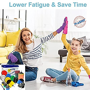 ProSMF Ultimate Drill Brush Set - Drill Brush Attachment Set - Drill Cleaning Brush Attachment Set - Scrub Brush for Drill - Drill Scrubber Brush Kit - Cleaning Brushes for Drill