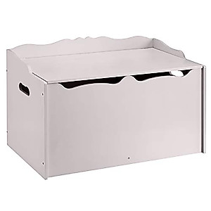 Amazon Basics Kids Toy Box, Wooden Organizer Storage Chest, Gray, 30" x 18" x 19"