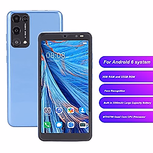 Zyyini Unlocked Cell Phone, 5.45 Inch 2GB RAM 32GB ROM, Android Smartphone Support Face Recognition Dual SIM Dual Standby Mobile Phone for Rino8 Pro(Blue)