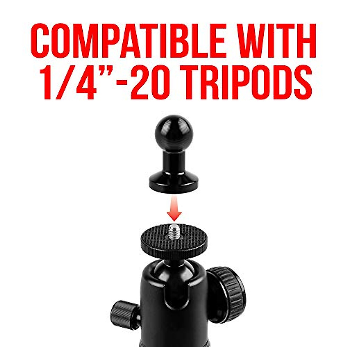 Aluminum Tripod Adapter with 1/4"-20 Hole and 20mm Ball | by TACKFORM
