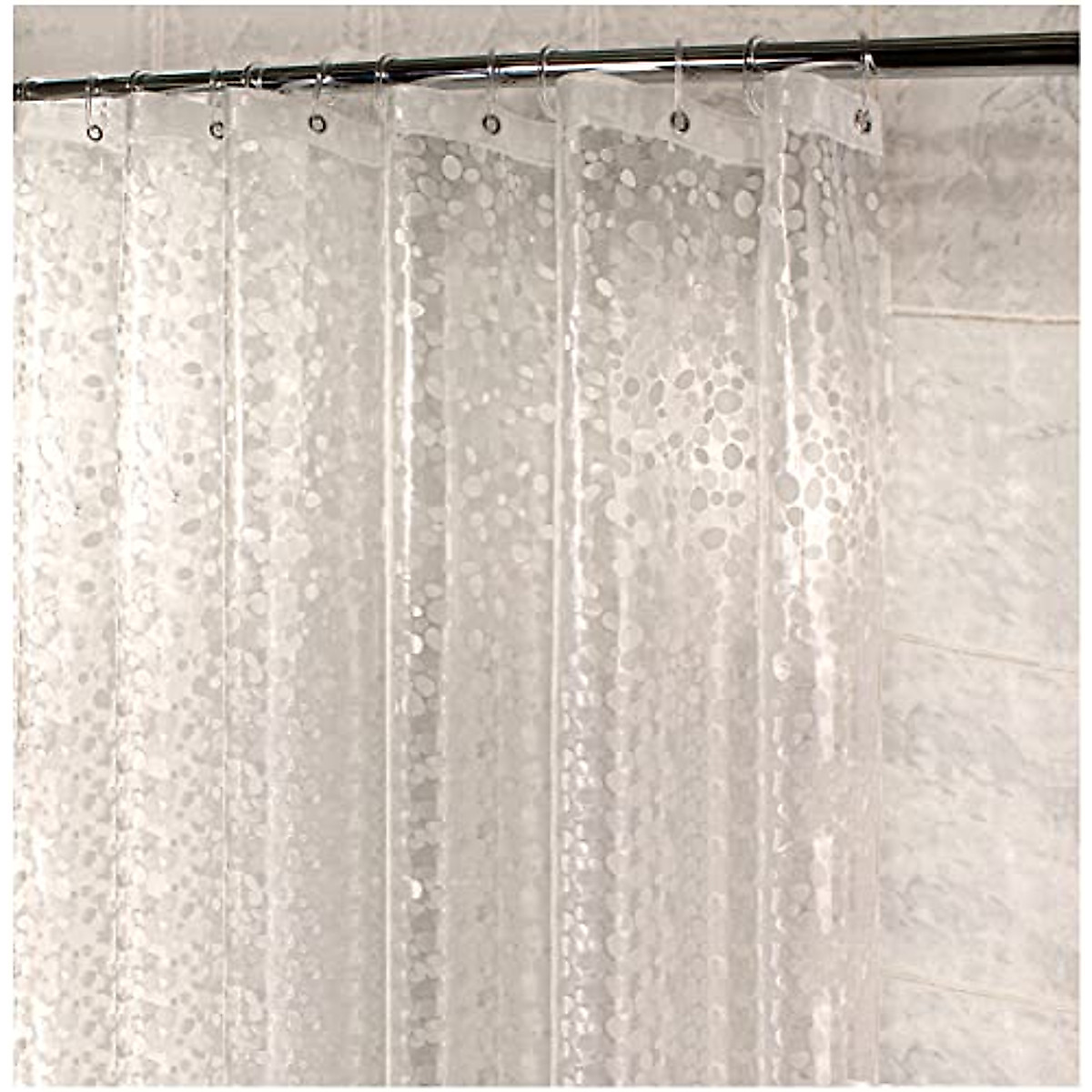 VENICE COLLECTIONS Shower Curtain Liner 3D Semi Transparent Heavy 8G Thick PEVA Waterproof Plastic Metal Grommets and Weighted Magnets 70 x 72 inches with Hooks Pebble Clear