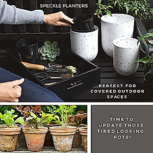 AUBURY White Indoor Plant Pots - Set of 3 Planters with Drainage Holes, 5.1,6 and 7" Diam, Sturdy yet Lightweight for Easy Moving, Modern Flower Pots for Indoor Gardens, Succulents or Hanging Planters