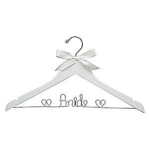 Bridal Hanger with Hearts, Wedding Hanger, White