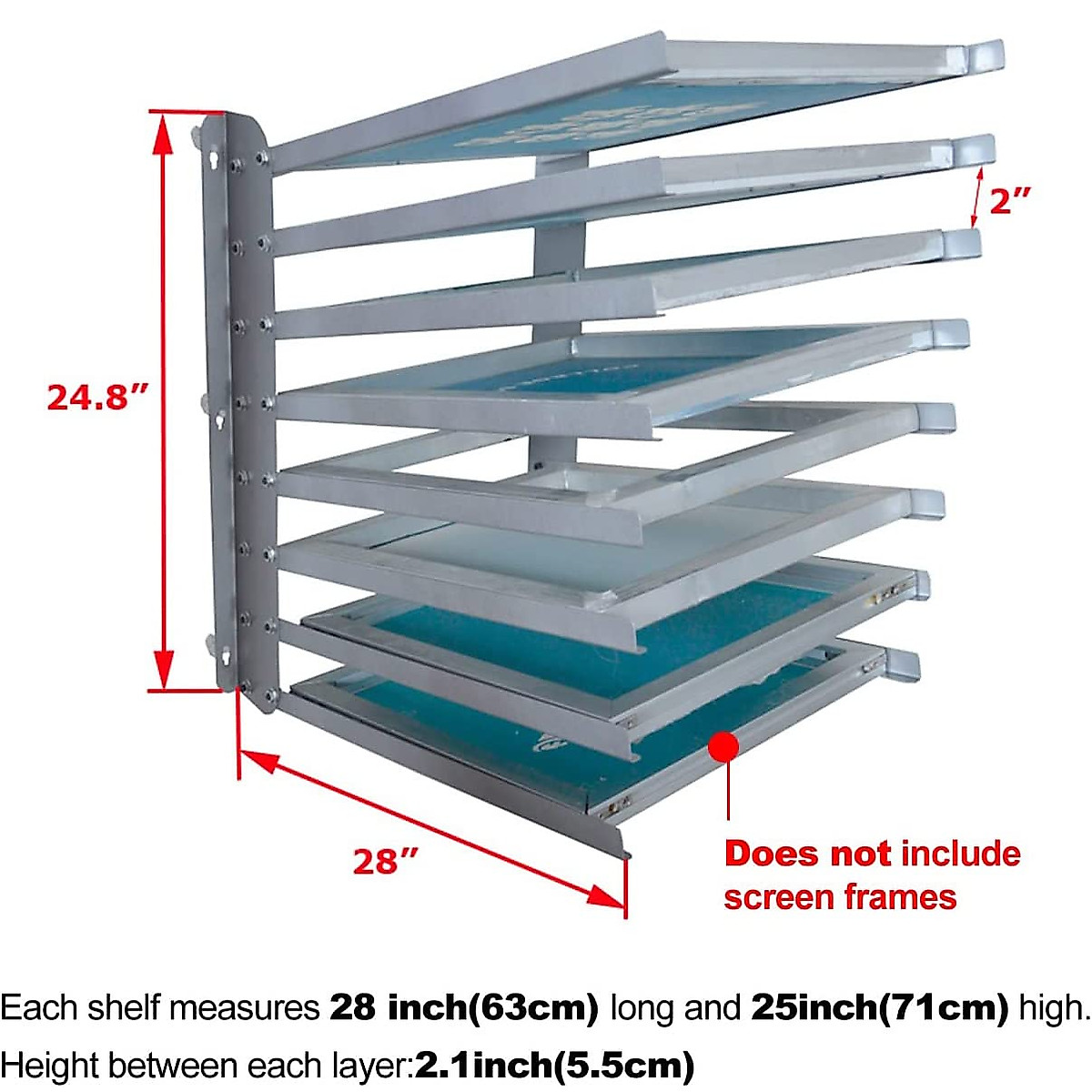 INTBUYING Screen Printing Frame Rack Shelf Storage Holder Screen Printing Squeegee Rack Screen Drying (8 Layer)