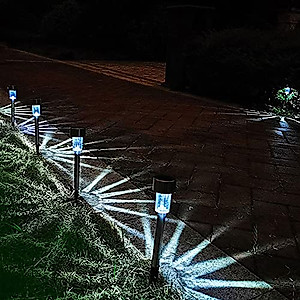 K JINGKELAI Solar Outdoor Lights Pathway, 16 Pack Stainless Steel Solar Lights Outdoor Waterproof LED Light Landscape, Solar Garden Lights for Yard Lawn Walkway Driveway (Cold White)