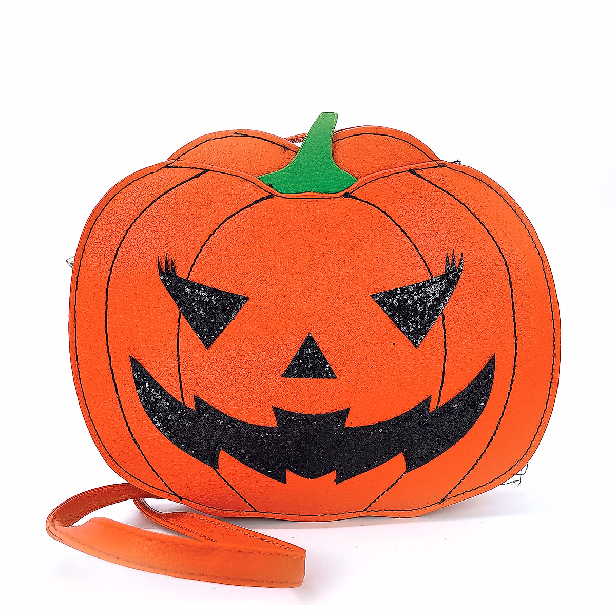 Sleepyville Critters - Halloween Purse | Pumpkin Purse | Glittery Pumpkin Cross Body Bag | Two Faced Jack O Lantern Bag