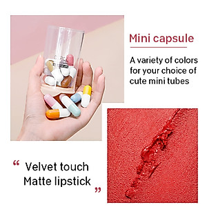 LLWEIMIXW 16 Colors Mini Capsule Lipstick Set Matte Lipstick Set Mini Matte Lipstick Lip Capsules Smooth Long Lasting Waterproof Lipsticks Makeup Set