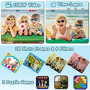 Agoigo Kids Waterproof Camera Toys for 3-12 Year Old Boys Girls Christmas Birthday Gifts Underwater Sports HD Children Digital Action Camera 2 Inch Screen with 32GB Card (Blue)