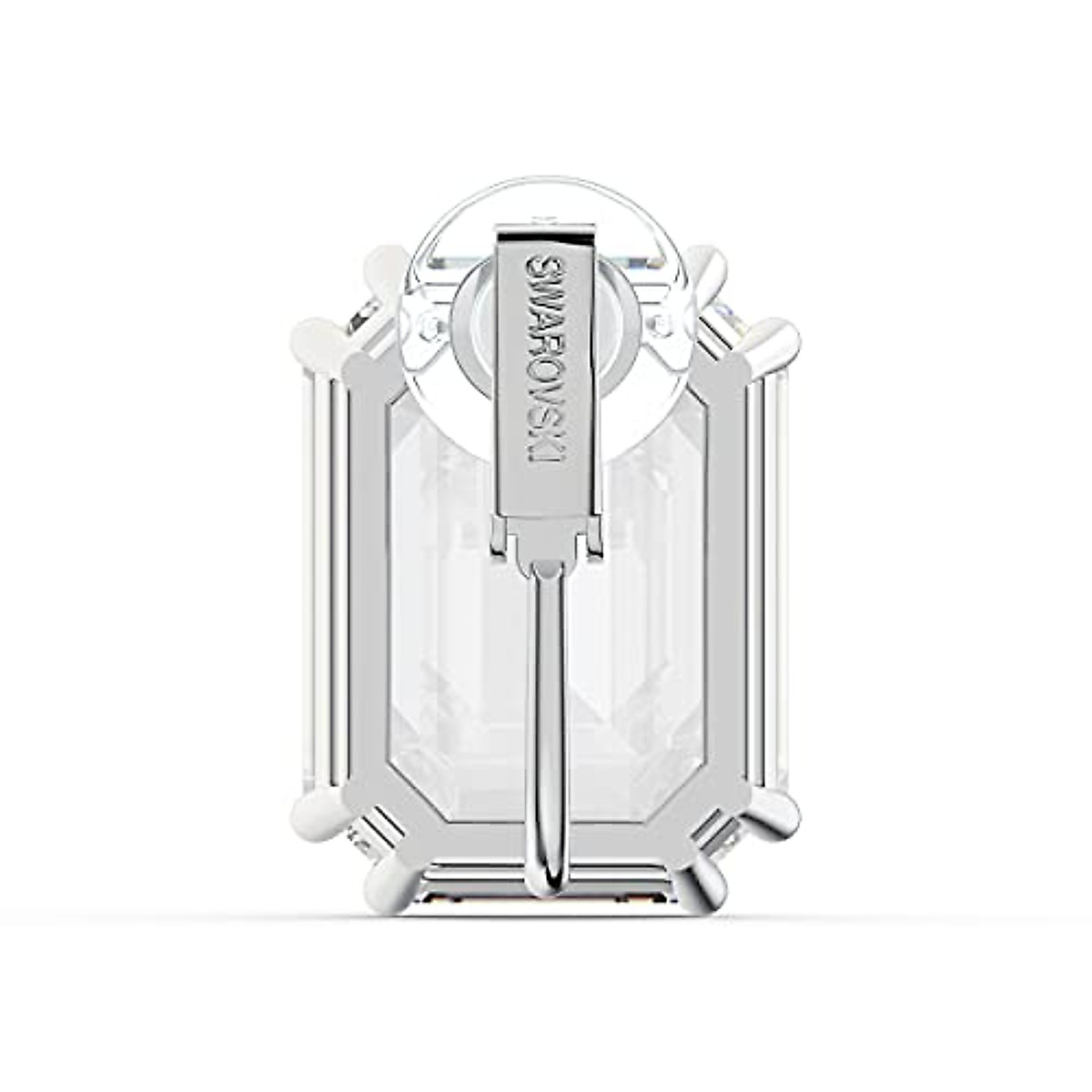 SWAROVSKI Mesmera Clip Earring, Large and Clear Octagon Cut Crystal with a Rhodium Finish Setting, Part of the Swarovski Mesmera Collection