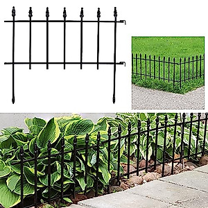 Sunnydaze Roman 9-Foot 5-Panel Iron Wire Border Fence Set - 22 Inches W x 18 Inches H Per Piece - Black