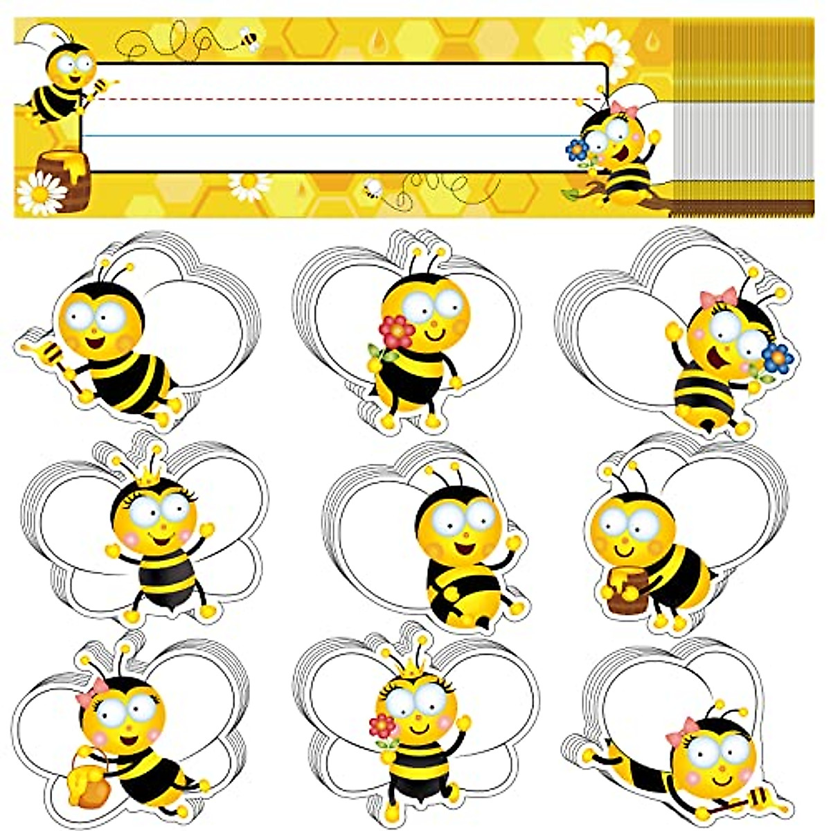 Bee Themed Bulletin Board Cutouts - 81 Pcs Set