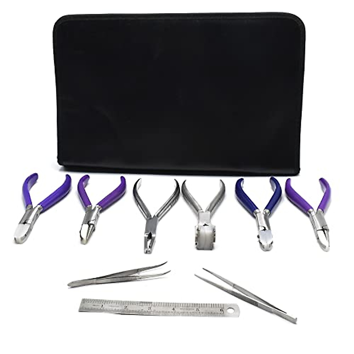 OdontoMed2011 Set of 9 Eyeglass Optical Optician Tools Pliers Bent Nose Rimless Set-Optical PLIER KIT Adjusting Eyeglass Arms Frame Plier Set Optical Eyeglasses Eyewear Repair Tool Plier set