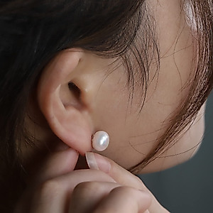 Lancharmed Sterling Silver Pearl Stud Earrings for Women AAA White Pearl Studs Hypoallergenic Pearls Studs Set(6/7/9 mm)