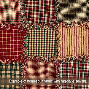 Cranberry Christmas 3 Cotton Homespun Plaid Fabric by JCS - Sold by The Yard