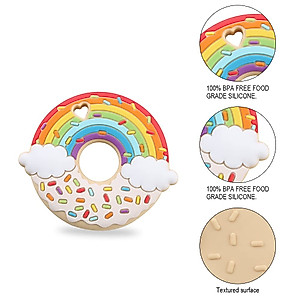 AmazingM Rainbow Donut Sensory Chew Teether for Boys and Girls,Food Grade Silicone Safety Chewy Teething Toy for Kids with Autism, ADHD,Oral Motor,Teething,Biting Needs
