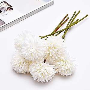 12 Pcs Artificial Flowers Chrysanthemum Ball Flowers Bouquet for Home Garden Party Wedding DecorationChristmas Party Baby Shower Decor Thanksgiving Gift Fake Flowers Silk Artificial Hydrangea