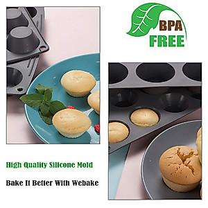 Webake Silicone Cake Mold Set of 2 For Mini Muffin Standard Size Muffin for Peanut Butter Fat Bomb Egg Bites Cupcake Pan