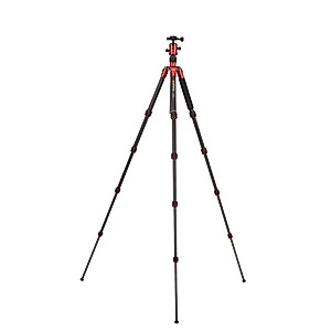 MeFoto RoadTrip Lightweight 61.6" Carbon Fiber Tripod/Monopod, w/Case, Twist Locks, Triple Action Ballhead w/Arca Swiss Plate - Red (C1350Q1R)