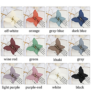 12 Pcs Cute Butterfly Claw Hair Clips 2.6 Inch Non Slip Matte Jaw 12 Colors Strong Hold Butterfly Hair Clamps for Women Girls Thick Thin Hair
