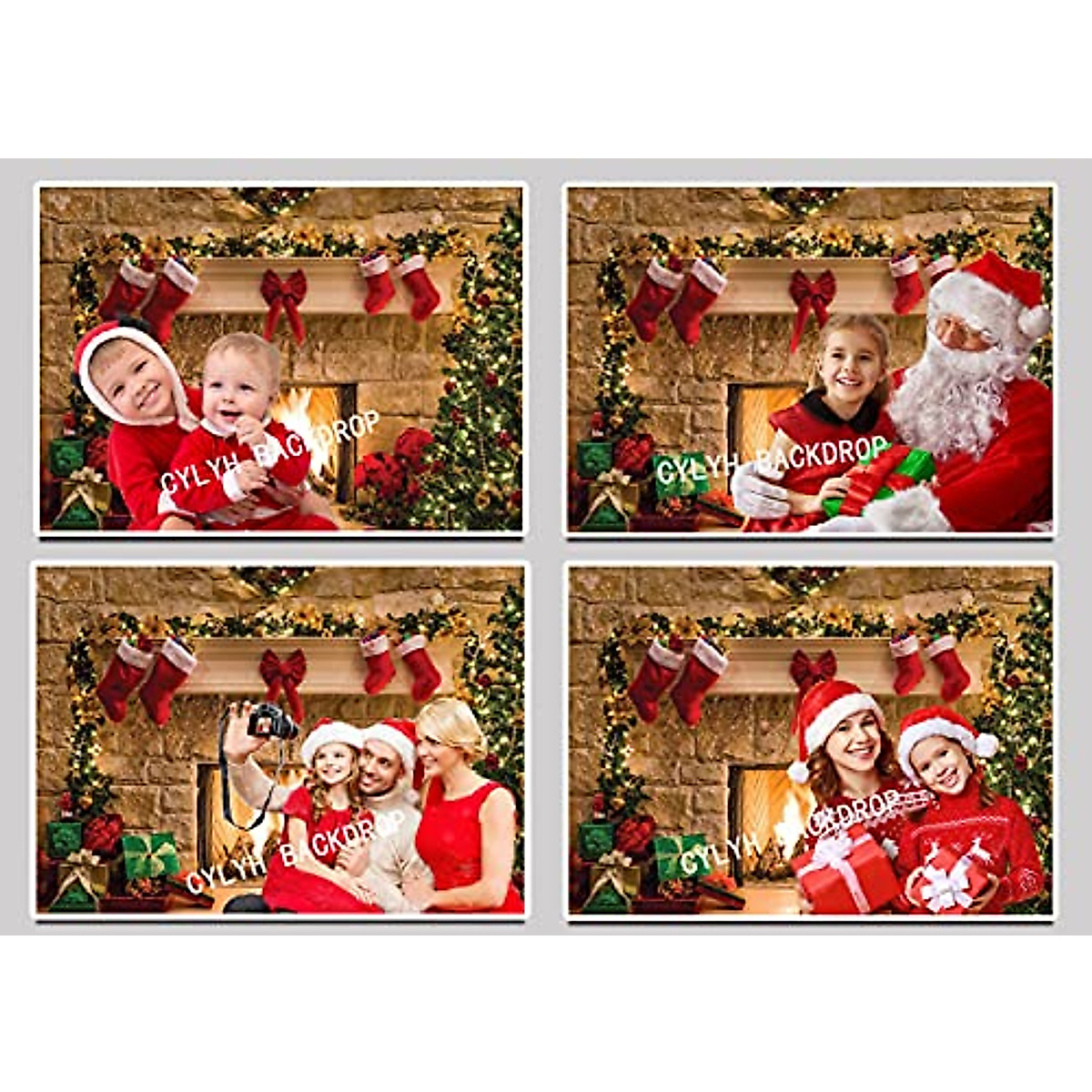 CYLYH 7x5ft Christmas Photography Backdrops Child Christmas Fireplace Decoration Background for Photo D087