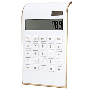 Financial Calculator Ultra Thin Solar Power Calculator Compact Size Solar Calculator, for Home Students Office Business(White)