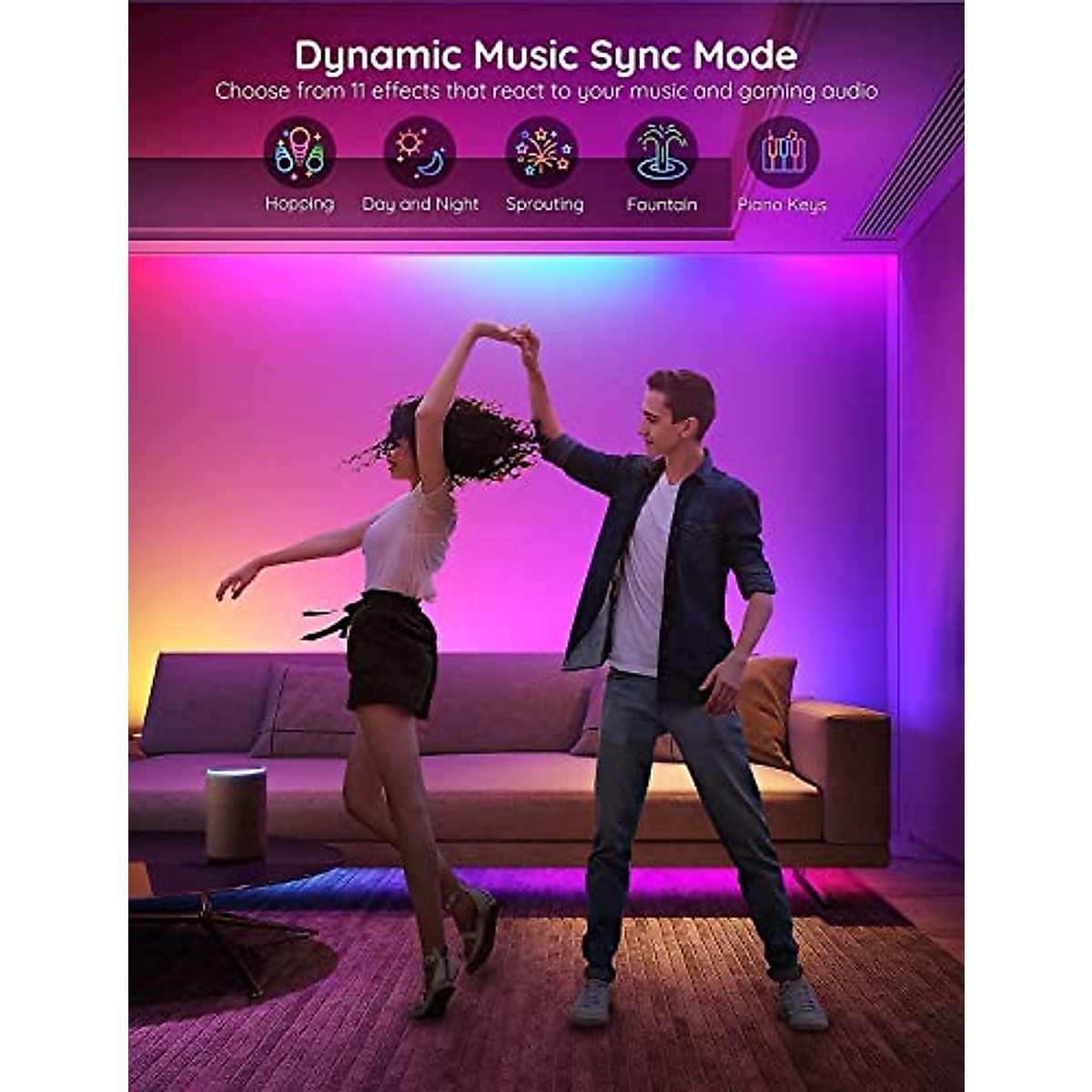 Govee 100ft RGBIC LED Strip Lights, Smart LED Lights Work with Alexa and Google Assistant, App Control Segmented DIY Multiple Colors, Color Changing Lights Music Sync, WiFi LED Light Strip for Bedroom
