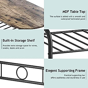 JUMMICO 3 Pieces Dining Set for 2 Small Kitchen Breakfast Table Set Space Saving Wooden Chairs and Table Set for Apartment Dining Room with Metal Frame and Wine Rack,Walnut