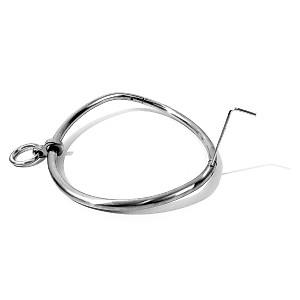 Cuffstore 17" Locking Eternity Collar Satin Stainless Curved Neck Choker Collar w/Ring