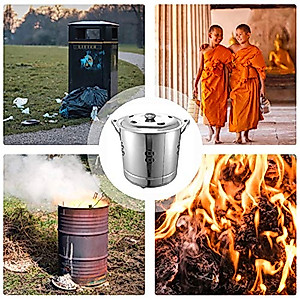 Happyyami 2Pcs Stainless Steel Burn Barrel Incinerator Cage Fire Pit Metal Garden Fire Cage Yard Debris Burn Incinerator Bin for Garden Paper Leaf Trash Wood Backyard Bonfire Silver 30cm