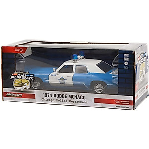 Greenlight 1974 Dodge Monaco Blue and White CPD Chicago Police Department (Illinois) Hot Pursuit Series 1/24 Diecast Model Car