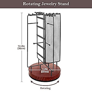 ProCase Jewelry Holder Organizer Earring Stand with 28 Necklace Hooks, 360 Rotating Necklace Holder Earrings Storage Rack Jewelry Tower Bracelet Holder, Holds More than 100 Pairs Earrings -Black