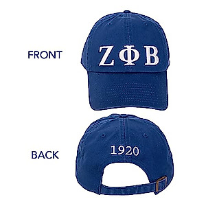 Zeta Phi Beta Baseball Hat Brimmed Embroirderd Hats Cap Adjustable Cloth Strap Adult (Style 1) Blue
