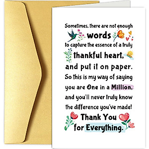 Chenive Lovely Thank You Card, Poem Thank You Card for Teacher Doctor Nurse, Appreciation Card for Friend Coworker Boss, Thank You for Everything